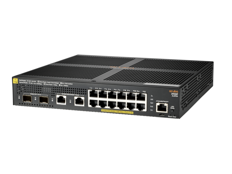 Thiết Bị Chuyển Mạch Switch Aruba 2930F 12G PoE+ 2G/2SFP+ (JL693A)