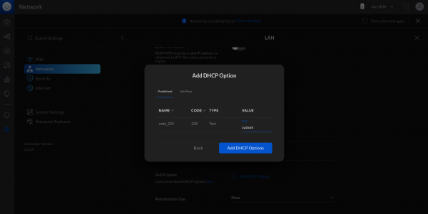 UniFi - UDM / USG: Hướng dẫn cấu hình tuỳ chọn DHCP Options