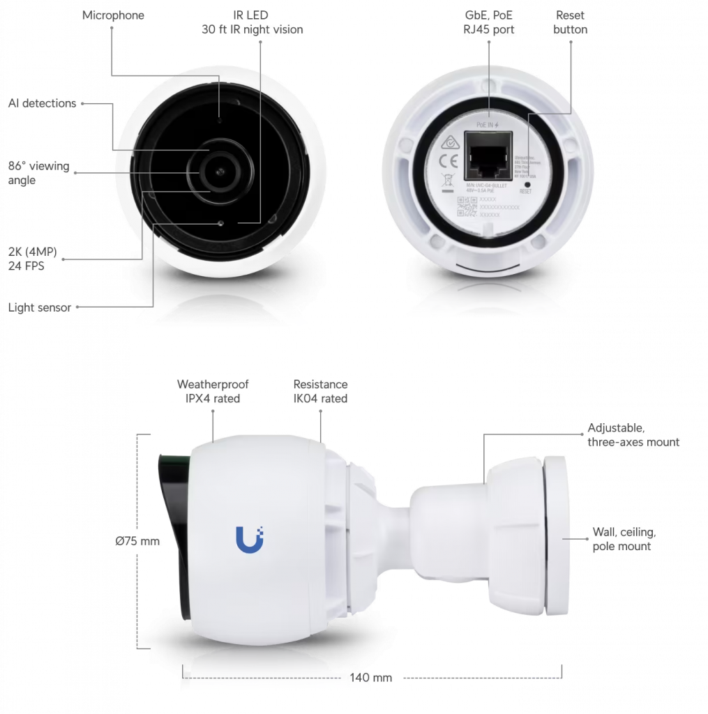 Thiết Bị Camera UniFi Video Camera G4 Bullet Chính Hãng